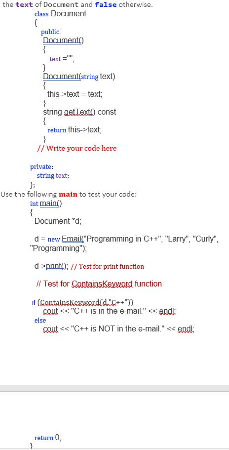 The class named Document containing a member variable | Chegg.com