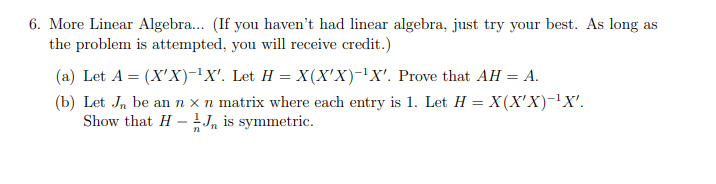 Solved 6. More Linear Algebra... (If you haven't had linear | Chegg.com