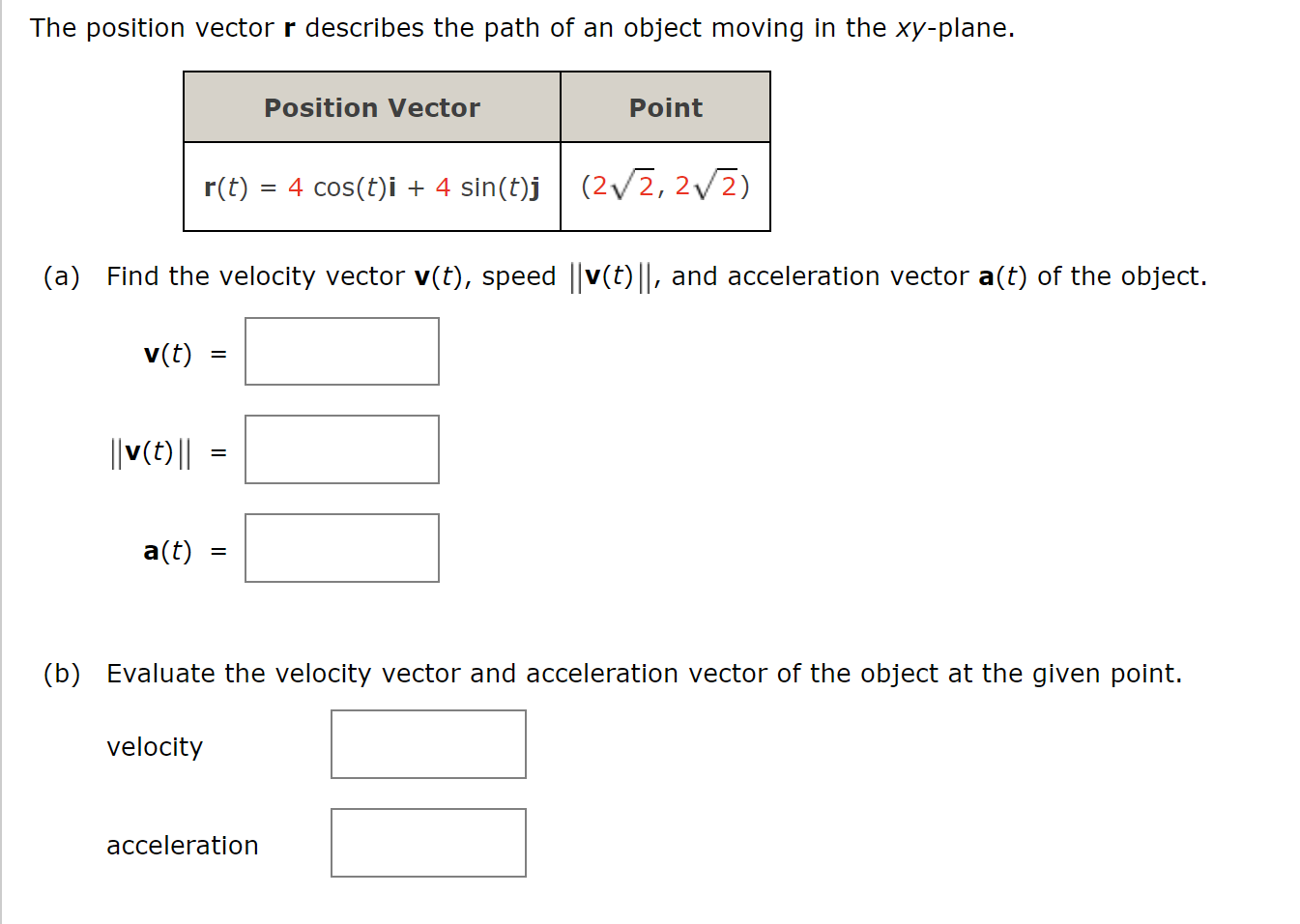 Solved The position vector r ﻿describes the path of an | Chegg.com