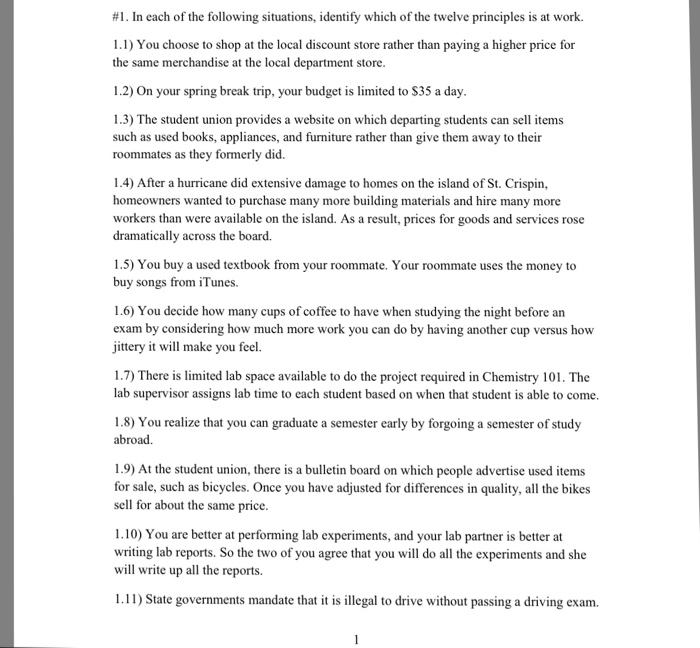 #1 . In each of the following situations, identify | Chegg.com