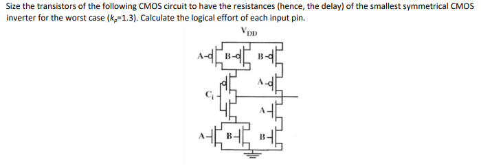 Solved Size the transistors of the following CMOS circuit to | Chegg.com