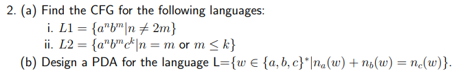 Solved (a) Find the CFG for the following languages: i. | Chegg.com
