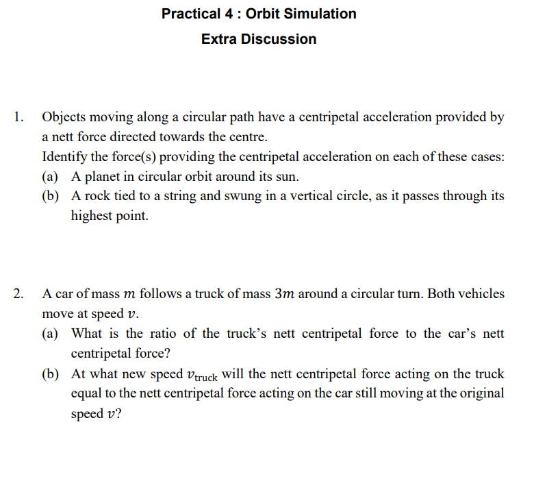 Solved Practical 4: Orbit Simulation Extra Discussion 1. | Chegg.com