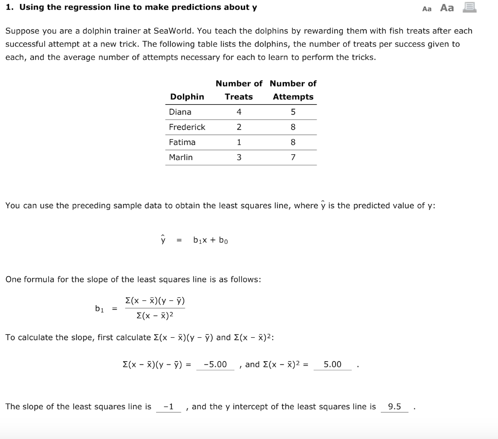 Solved 1. Using the regression line to make predictions | Chegg.com