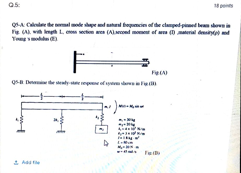 Q.5: 18 points Q5-A: Calculate the normal mode shape | Chegg.com