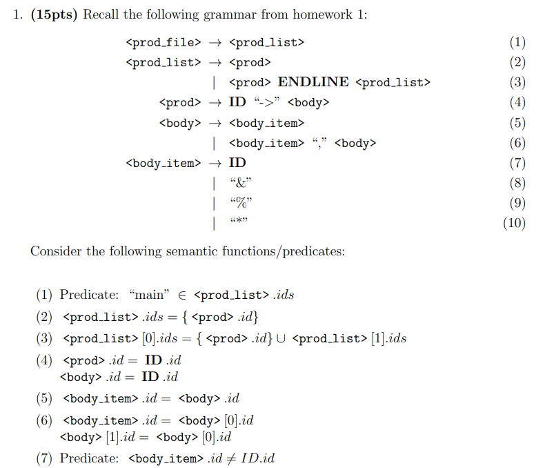 Solved This attributed grammar specifies two restrictions on | Chegg.com