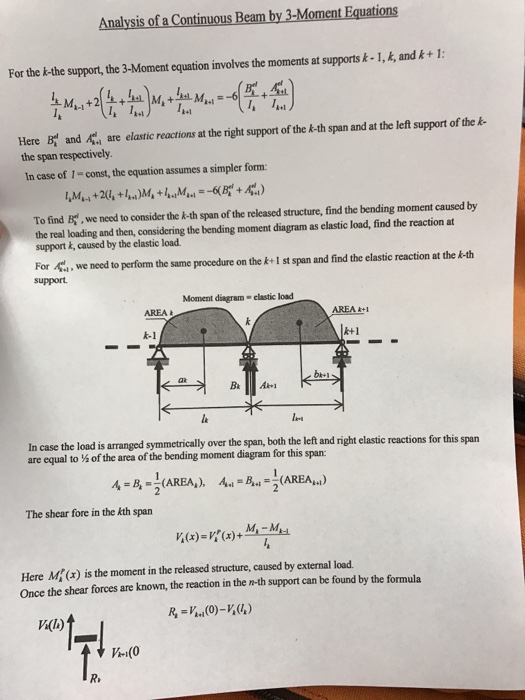 Solved Analysis of a Continuous Beam by 3-Moment Equations | Chegg.com