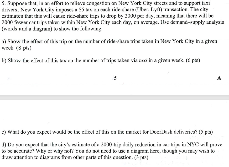 Solved 5. ﻿Suppose that, in an effort to relieve congestion | Chegg.com