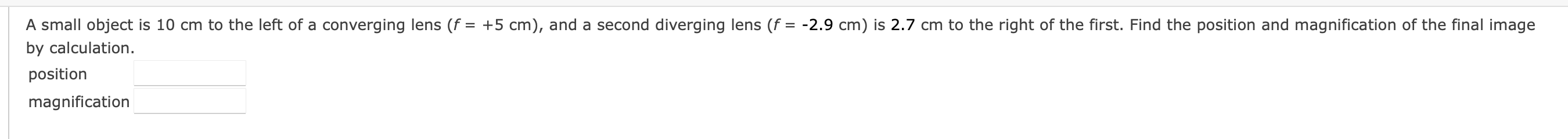 Solved A small object is 10 ﻿cm to the left of a converging | Chegg.com