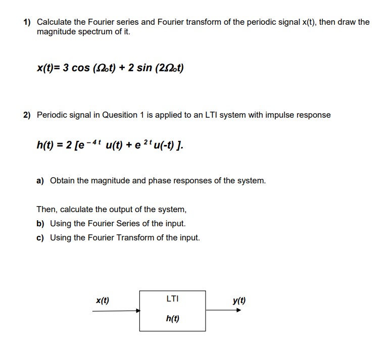 1) Calculate the Fourier series and Fourier transform | Chegg.com
