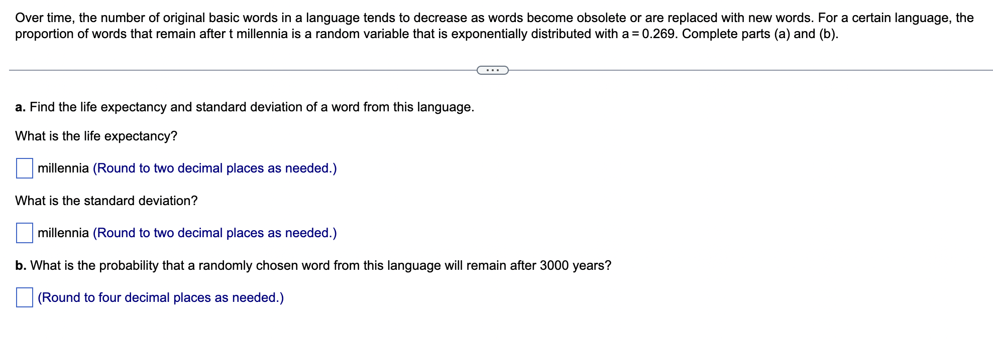 Solved Over time, the number of original basic words in a | Chegg.com