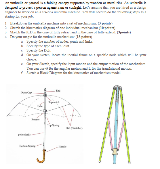 An umbrella or parasol is a folding canopy supported | Chegg.com