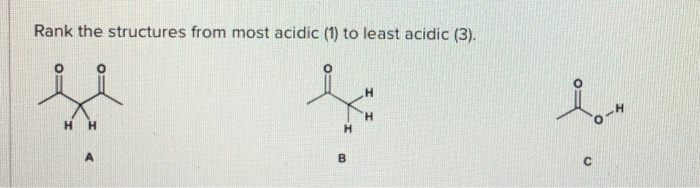 Solved Rank the structures from most acidic (1) to least | Chegg.com