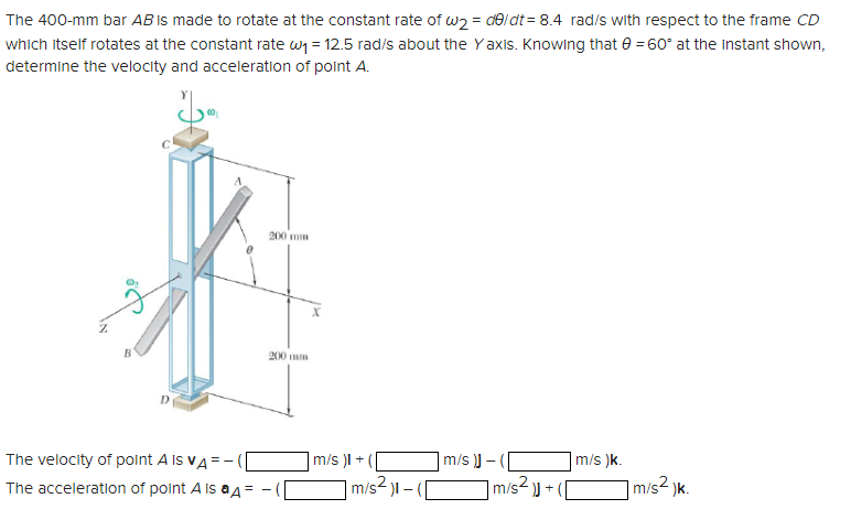 Solved The 400−mm bar AB Is made to rotate at the constant | Chegg.com