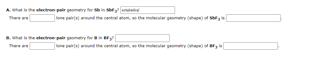 Solved A. What is the electron-pair geometry for Sb in SbF3 | Chegg.com