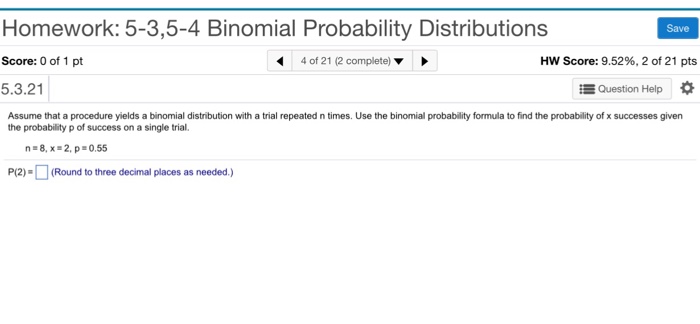 Solved Homework: 5-3,5-4 Binomial Probability Distributions | Chegg.com