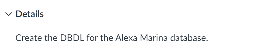 Solved Details Create the DBDL for the Alexa Marina | Chegg.com