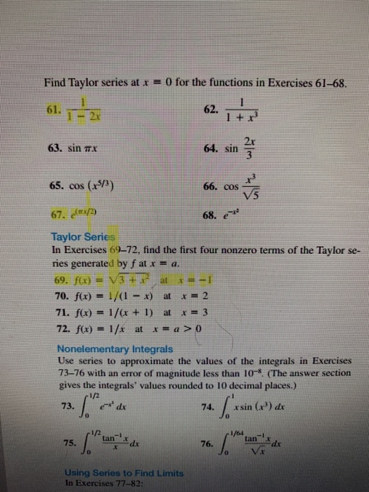 Solved Find Taylor series at x = 0 for the functions in | Chegg.com