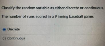 Solved Classify the random variable as either discrete or | Chegg.com
