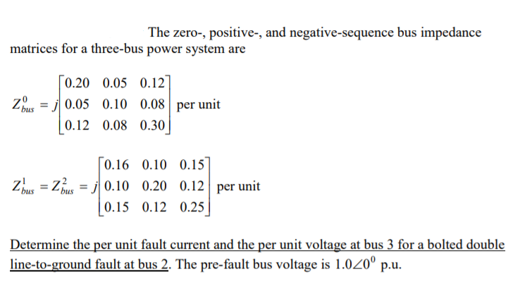 Solved The zero-, positive-, and negative-sequence bus | Chegg.com