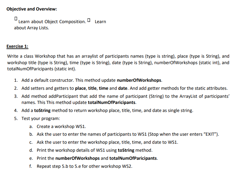 Solved Objective and Overview: Learn about Object | Chegg.com