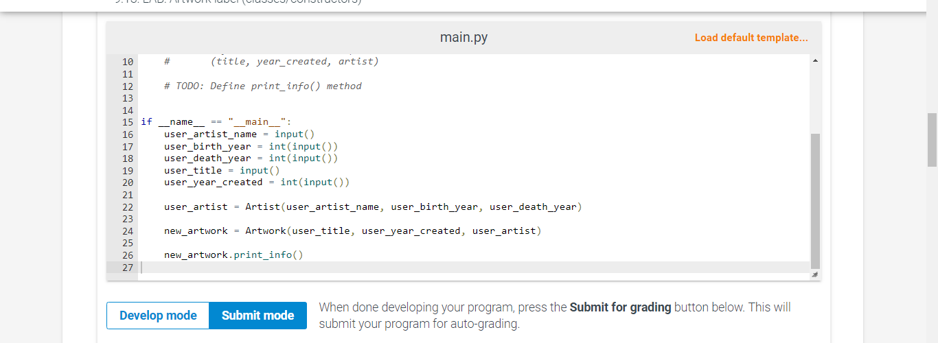 Solved 9.13 LAB: Artwork label (classes/constructors) Define | Chegg.com