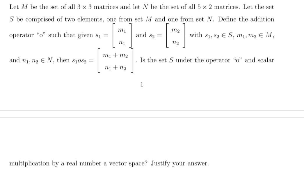 Solved Let M be the set of all 3×3 matrices and let N be | Chegg.com Solved Let M be the set of all 3×3 matrices and let N be | Chegg.com