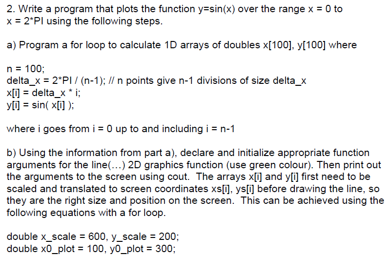 2. Write a program that plots the function y=sin(x) | Chegg.com