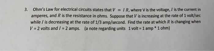 Solved Ohm's Law for electrical circuits states that V = 1 | Chegg.com