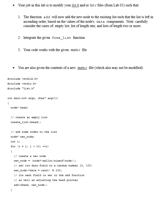 Solved Recursive struct definitions For this lab, you will | Chegg.com