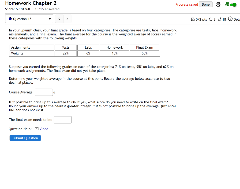 Solved Homework Chapter 2 Score: 59.81/68 13/15 answered | Chegg.com