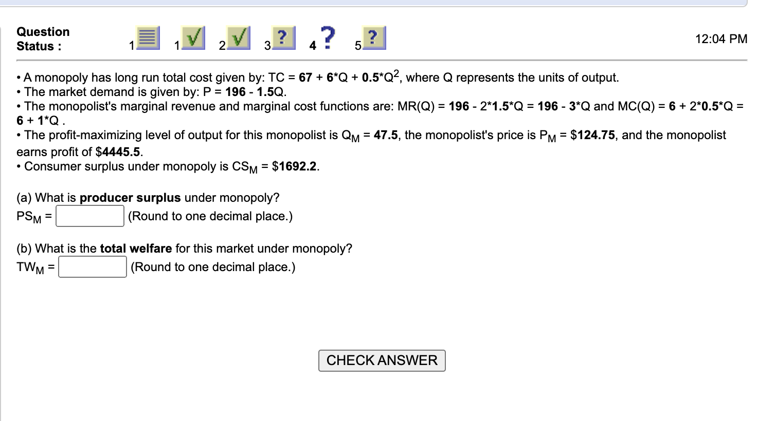 Solved - A monopoly has long run total cost given by: | Chegg.com
