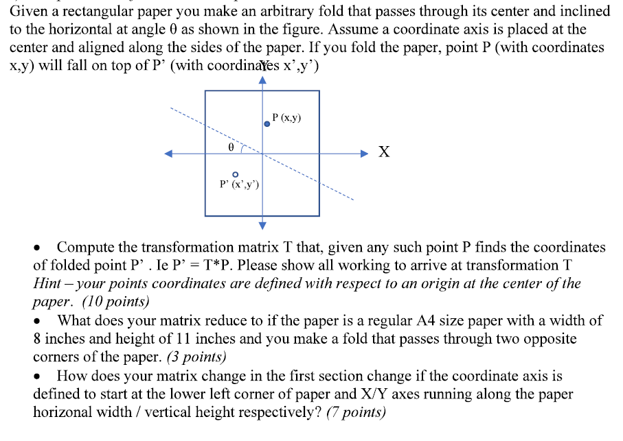 Given a rectangular paper you make an arbitrary fold | Chegg.com