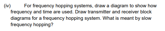 Solved (iv) For frequency hopping systems, draw a diagram to | Chegg.com