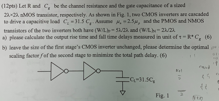Solved (12pts) Let R and C, be the channel resistance and | Chegg.com
