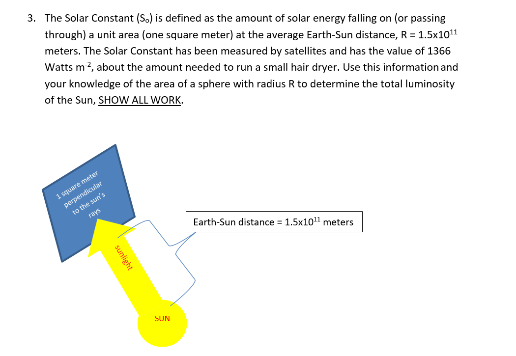 Solved 3. The Solar Constant (So) is defined as the amount | Chegg.com