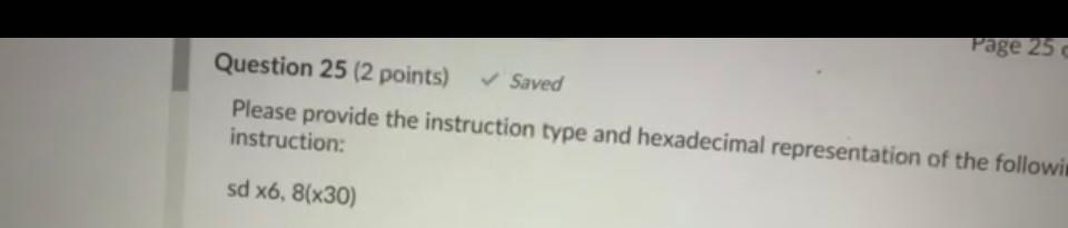 Solved Page 25 Question 25 (2 points) Saved Please provide | Chegg.com
