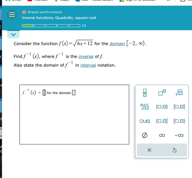 Solved Consider the function f(x)=6x+122 ﻿for the domain | Chegg.com