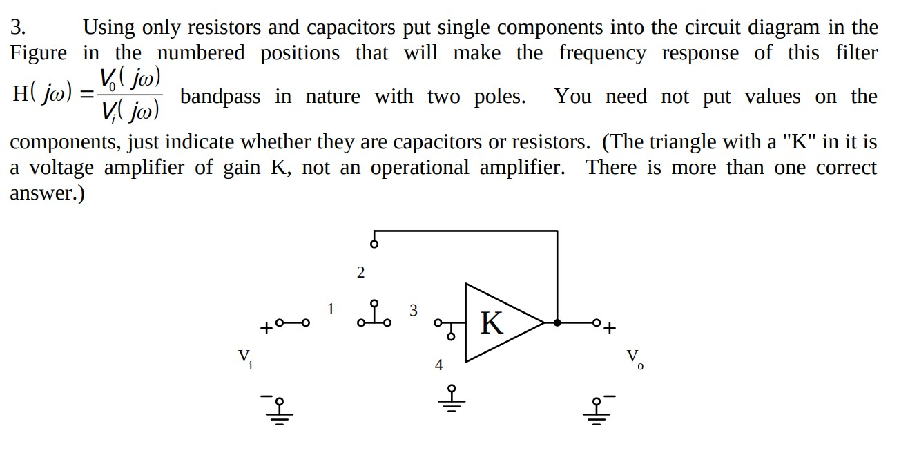 Solved از )V 3. Using only resistors and capacitors put | Chegg.com