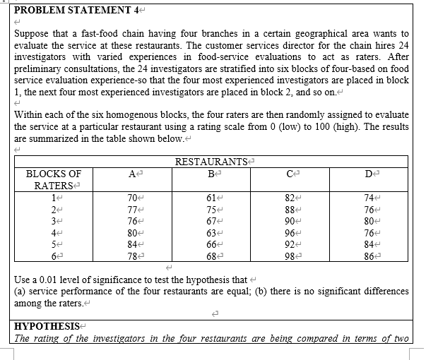 Solved PROBLEM STATEMENT 4+ Suppose that a fast-food chain | Chegg.com