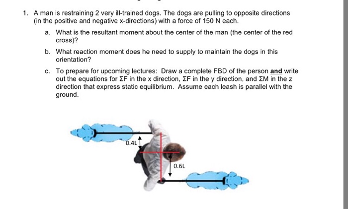 Solved A man is restraining 2 very ill-trained dogs. The | Chegg.com