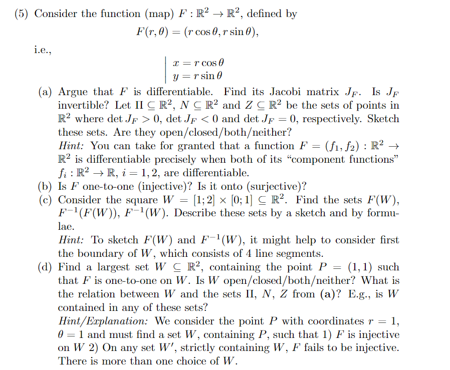 Solved (5) Consider the function (map) F: R2 + R2, defined | Chegg.com