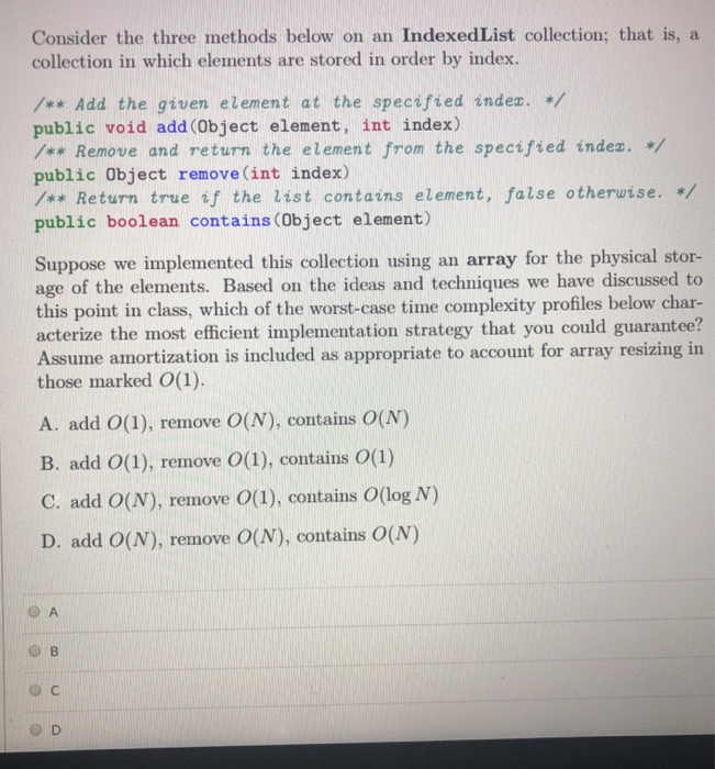 Solved Consider the three methods below on a Bag collection; | Chegg.com