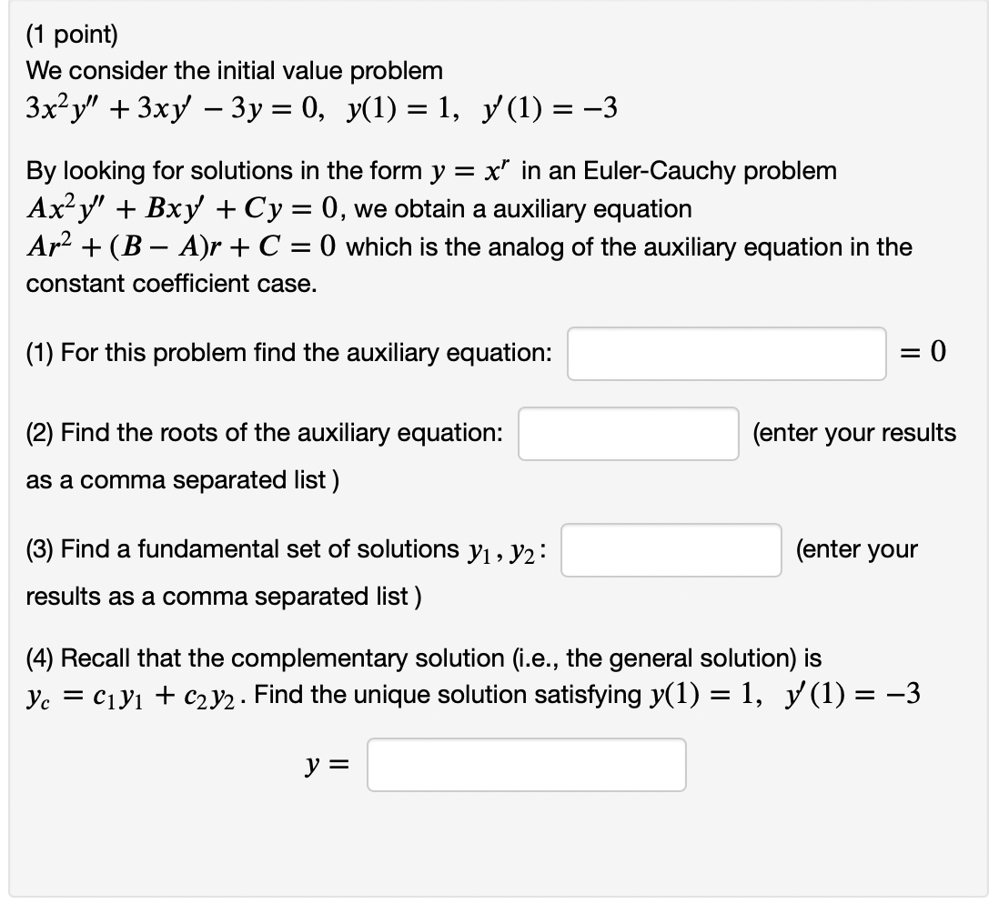 Solved We consider the initial value problem | Chegg.com