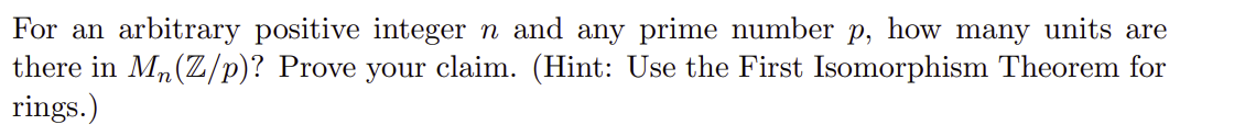 Solved For an arbitrary positive integer n and any prime | Chegg.com
