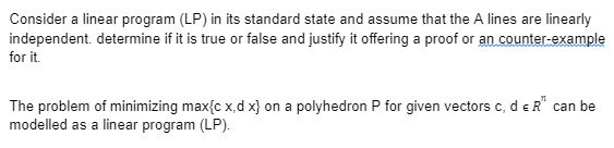 Solved Consider a linear program (LP) in its standard state | Chegg.com