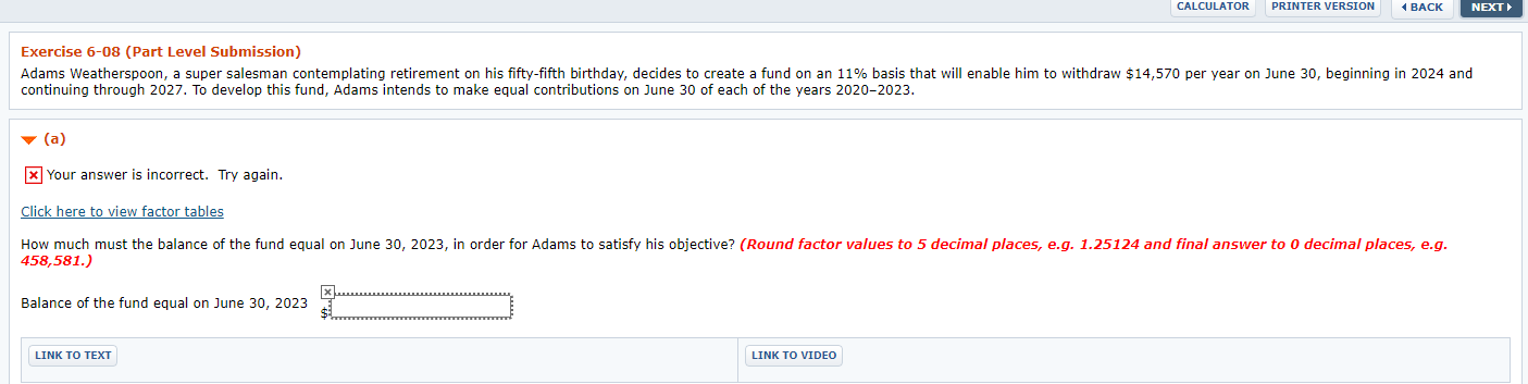 Solved CALCULATOR PRINTER VERSION A BACK NEXT Exercise 6-08 | Chegg.com