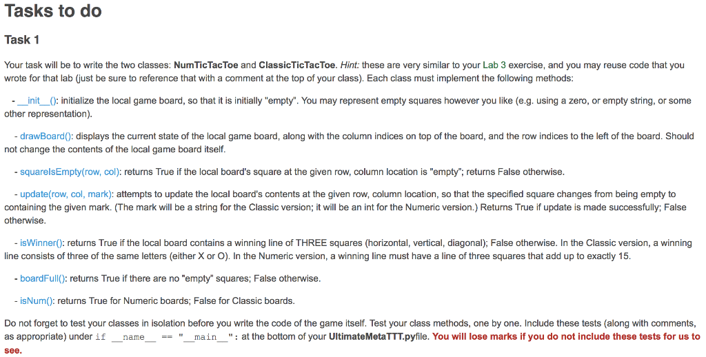 Problem : The Ultimate Meta Tic-Tac-Toe. Meta Tic Tac | Chegg.com