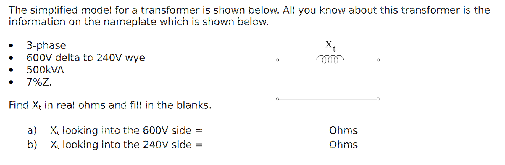 Solved The simplified model for a transformer is shown | Chegg.com
