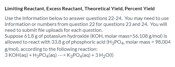 Solved Limiting Reactant, Excess Reactant, Theoretical | Chegg.com